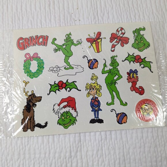 Toys | New How The Grinch Stole Christmas Movie Sticker Sheet 200 Okee ...